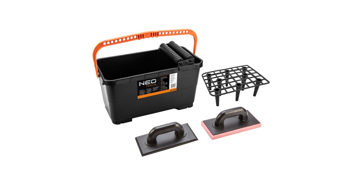 Kit de gletuit: recipient cu grilă și role 24l, mistrie cu cauciuc ...