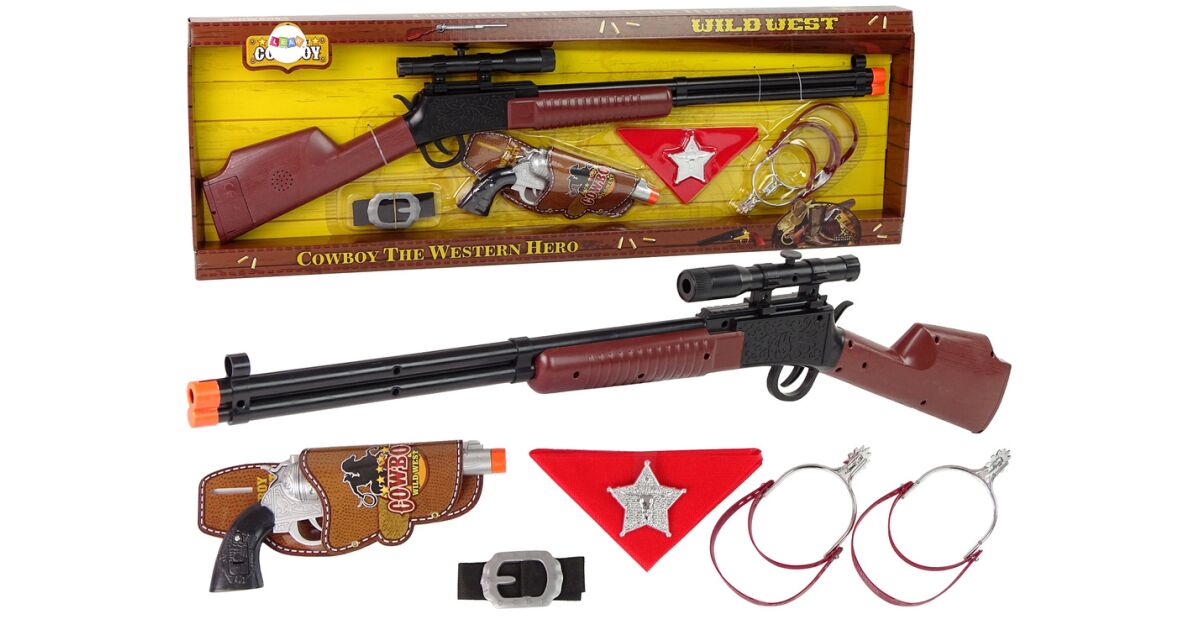 Set de Joc Cowboy Șerif: Revolver, Pușcă cu Alice și Accesorii | Pepita.com