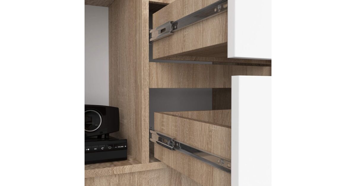 Dulap cu ușă, 2 sertare și 7 rafturi, PAL melaminat de 16 mm, 80x35x180 ...