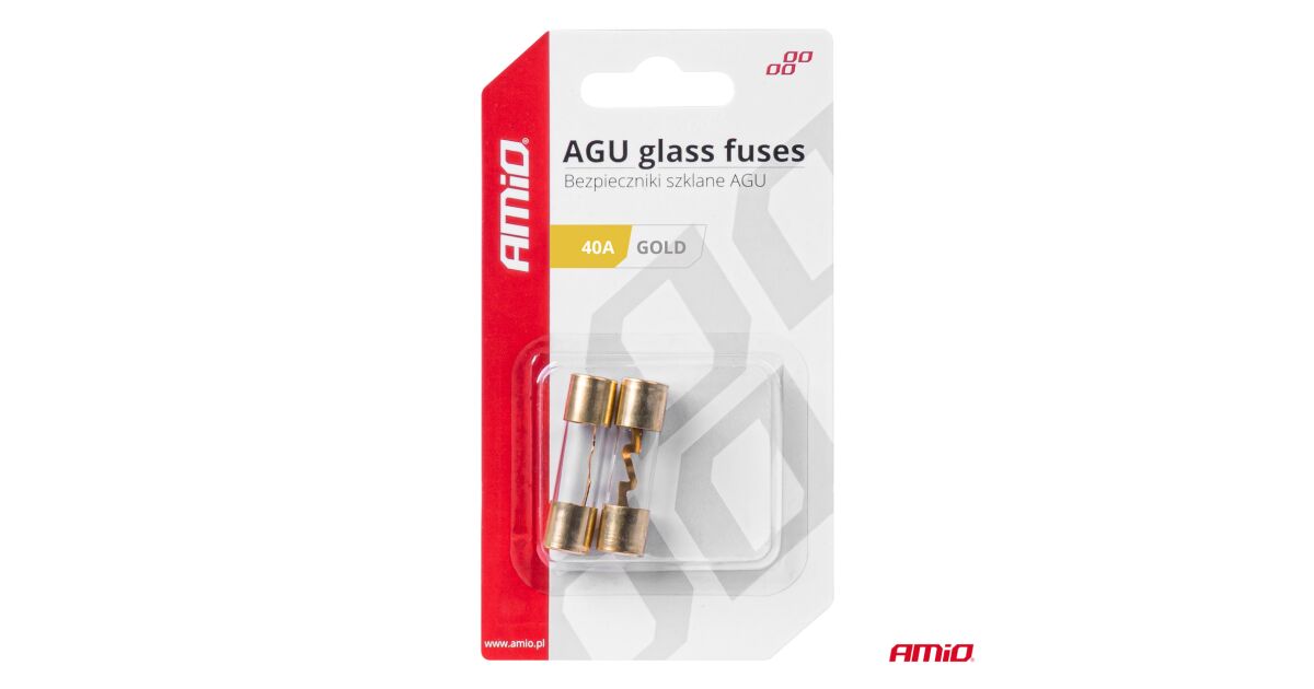 Set de 2 siguranțe din sticlă, tip AGU, cu contacte placate cu aur, 40A ...