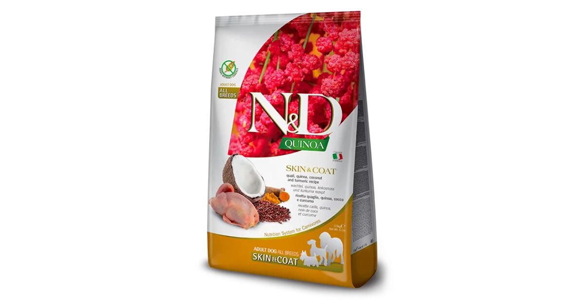 N&D Quinoa Dog Skin&coat fürj&kókusz Adult Medium&maxi 7kg | Pepita.hu