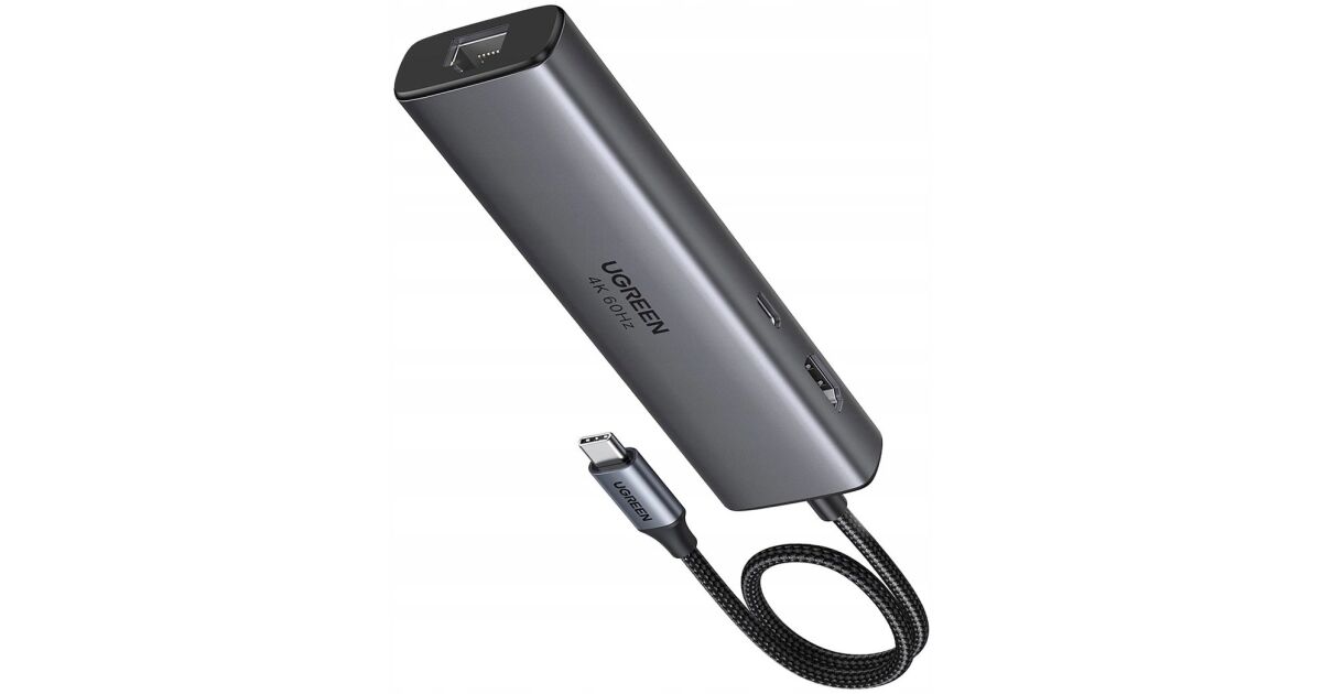 Adapter / hub USB-C 6w1 Ugreen CM512, HDMI 4K@60Hz, 2x USB, RJ45, PD ...