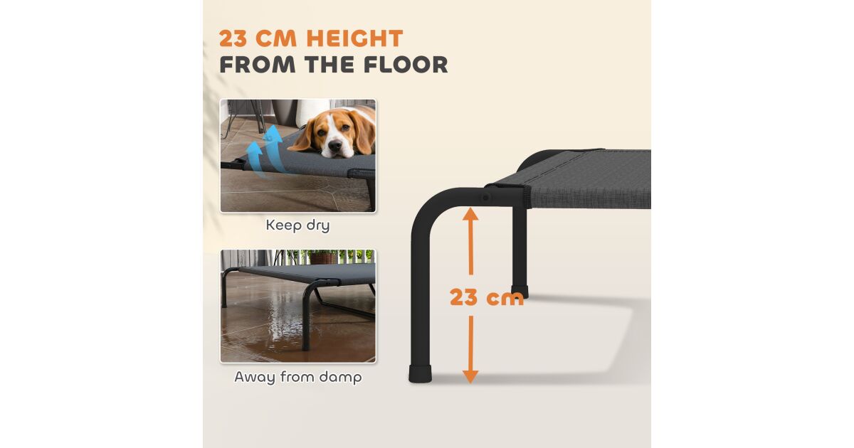 PawHut Pat Ridicat pentru Câini de Talie Mare din Oțel și Plasă ...