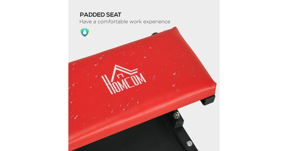 HOMCOM Szerszám Szék, Kerekes Mechanikus Szék Párnázott Ülőfelülettel ...