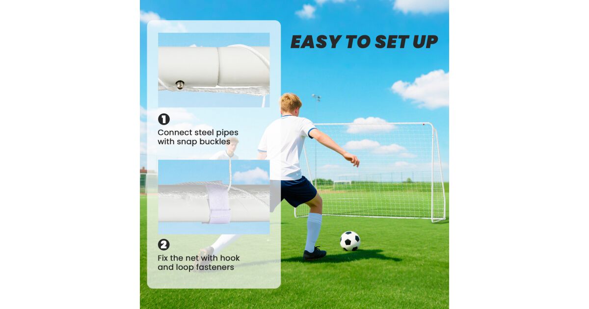 HOMCOM Poartă de Fotbal pentru Grădină și Parc cu 6 Pari, din PE și ...