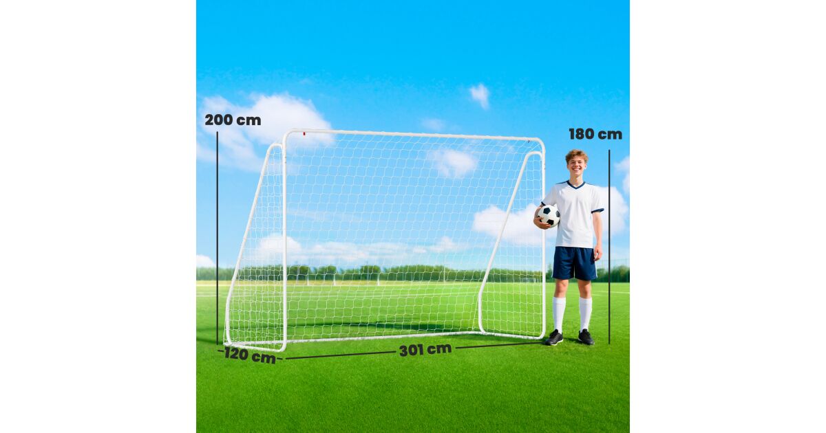 HOMCOM Poartă de Fotbal pentru Grădină și Parc cu 6 Pari, din PE și ...