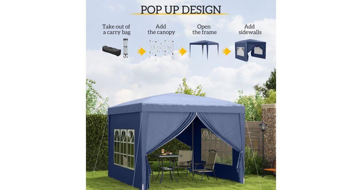 Foisor de gradina pliabil Outsunny din otel si tesatura Oxford cu funii ...