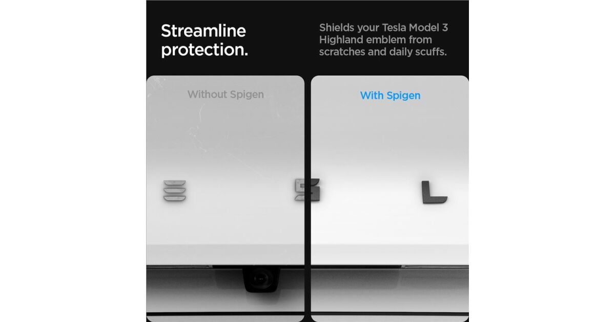 Spigen Tesla Hátulsó Embléma Logó Teljes Borítás, fekete - Tesla Model ...