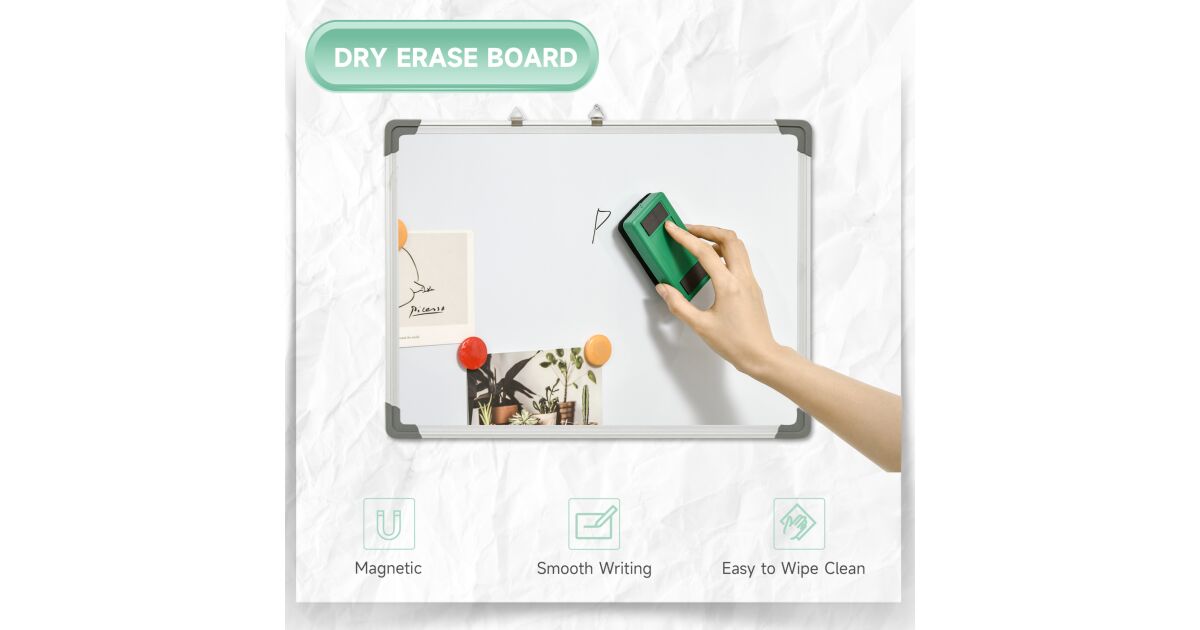 HOMCOM Falra Szerelhető Mágneses Fehértábla Lekerekített Szélekkel ...