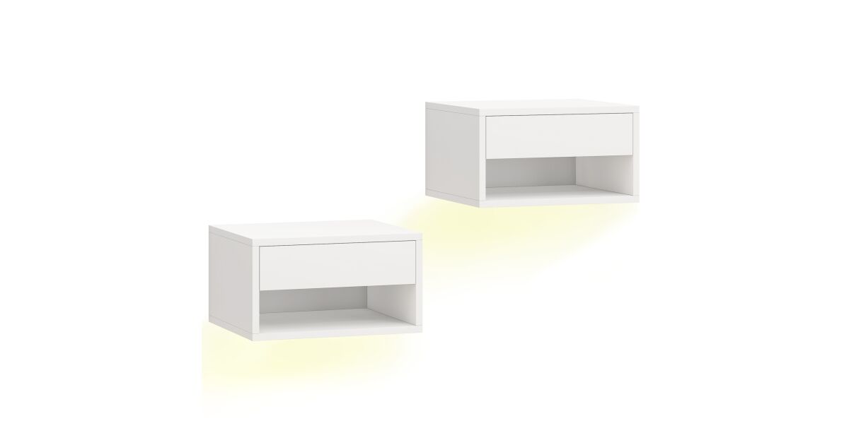 HOMCOM Set 2 Noptiere Suspendate cu LEDuri RGB Integrate și Reglabile ...