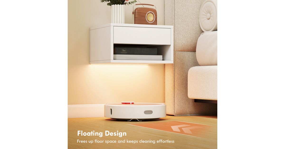 HOMCOM Set 2 Noptiere Suspendate cu LEDuri RGB Integrate și Reglabile ...