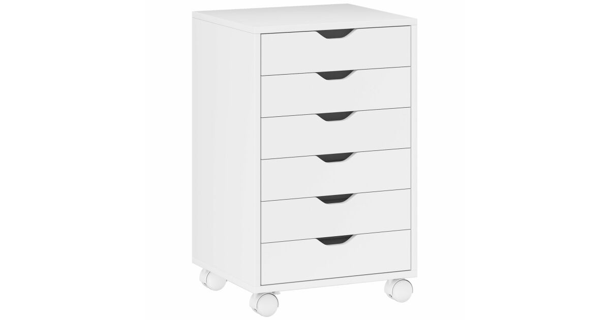 HOMCOM Sertar de Birou cu 6 Sertare și 4 Roți cu Blocare, 40x35x63 cm ...