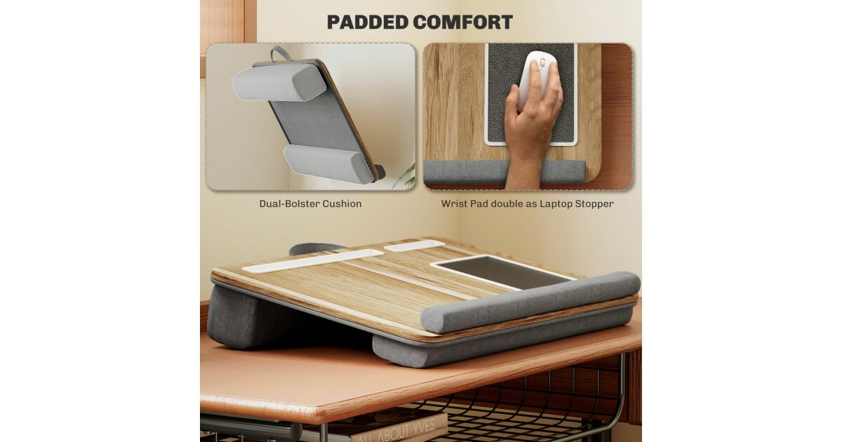 HOMCOM 15,6-os laptop tartó egérpaddal és csuklótámasszal, hordozható ...