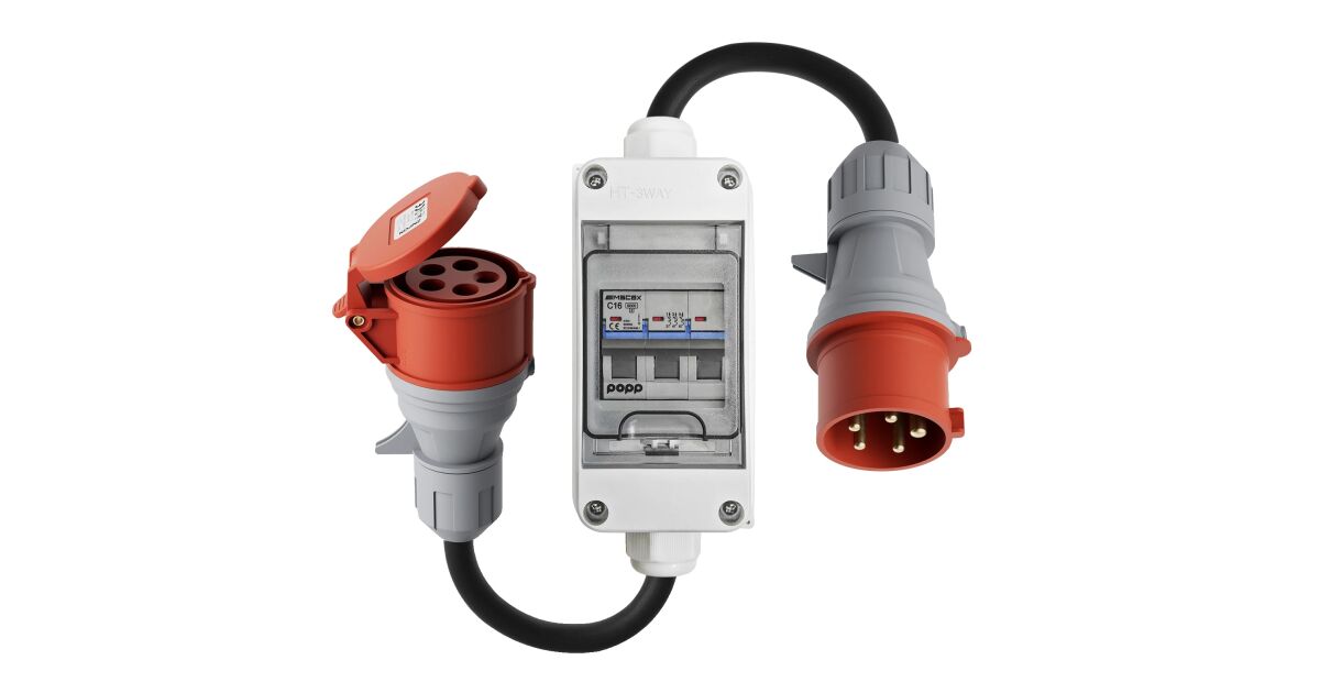 Adaptor CEE, 32A la 16A, trifazat, grad de protecție IP44, CEE 32A la ...