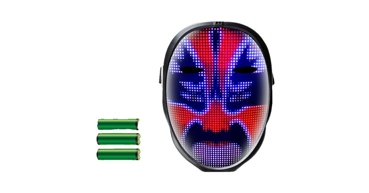 Mască LED luminoasă, control prin gesturi, culori RGB, model cu baterie ...