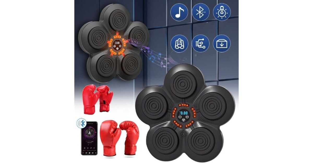 Boksz edzési céltábla, méret 40X40cm, USB töltés, Bluetooth ...