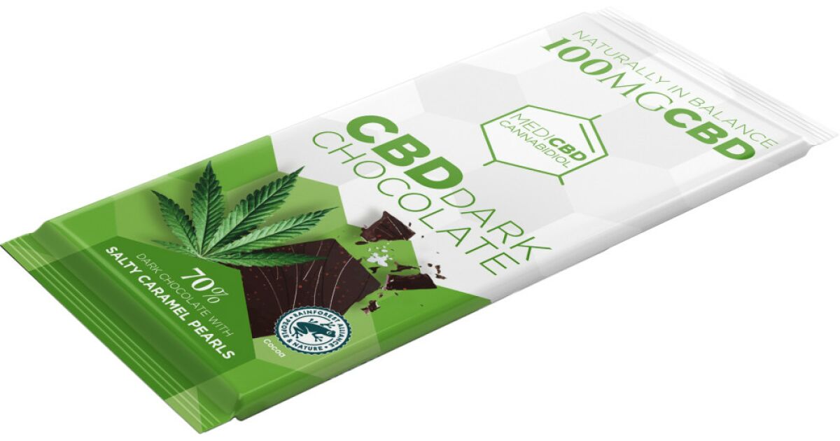 MediCBD Dark Chocolate with Salty Caramel Pearls (100mg CBD) | Pepita.hu