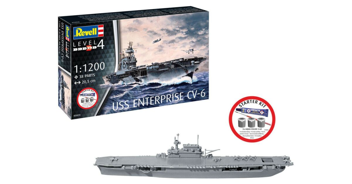 Revell Starter Kit USS Enterprise CV-6 1:1200 (75824) | Pepita.hu