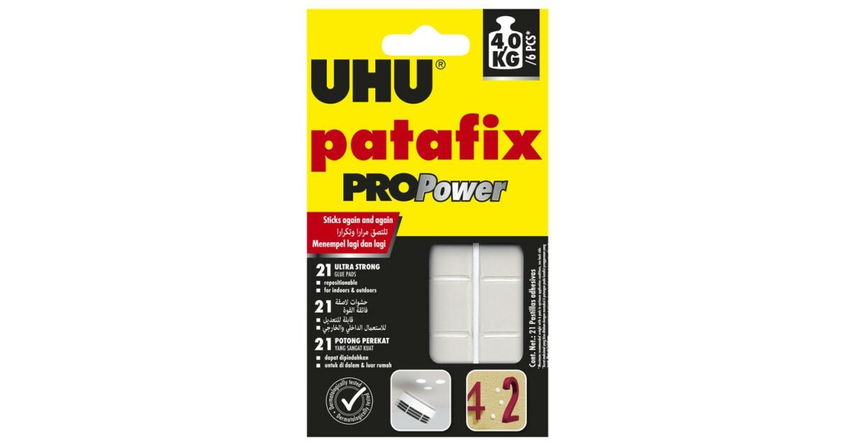 UHU selbstklebendes Gummi Patafix PRO Power 21 Stück | Pepita.com