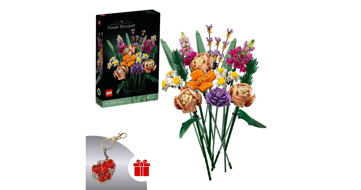 LEGO® Icons Virágcsokor 10280 + Ajándék LEGO® Botanicals táska Charm ...