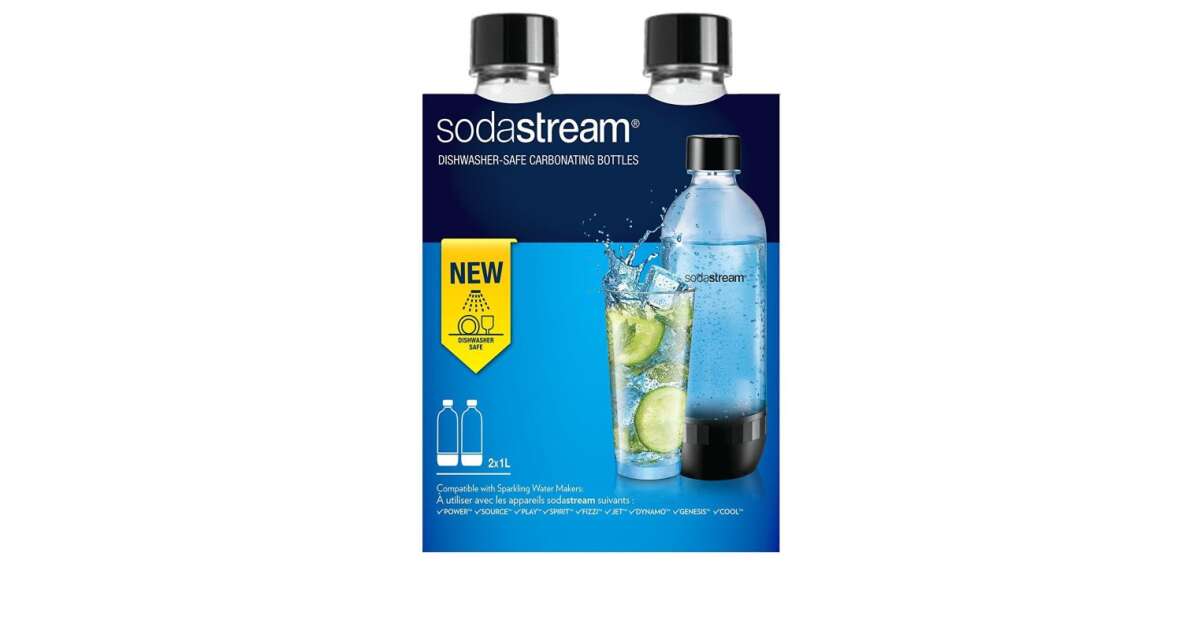 SodaStream PET Duo Pack 1 l fekete-átlátszó palack szénsavas italhoz (2 db) | Pepita.hu