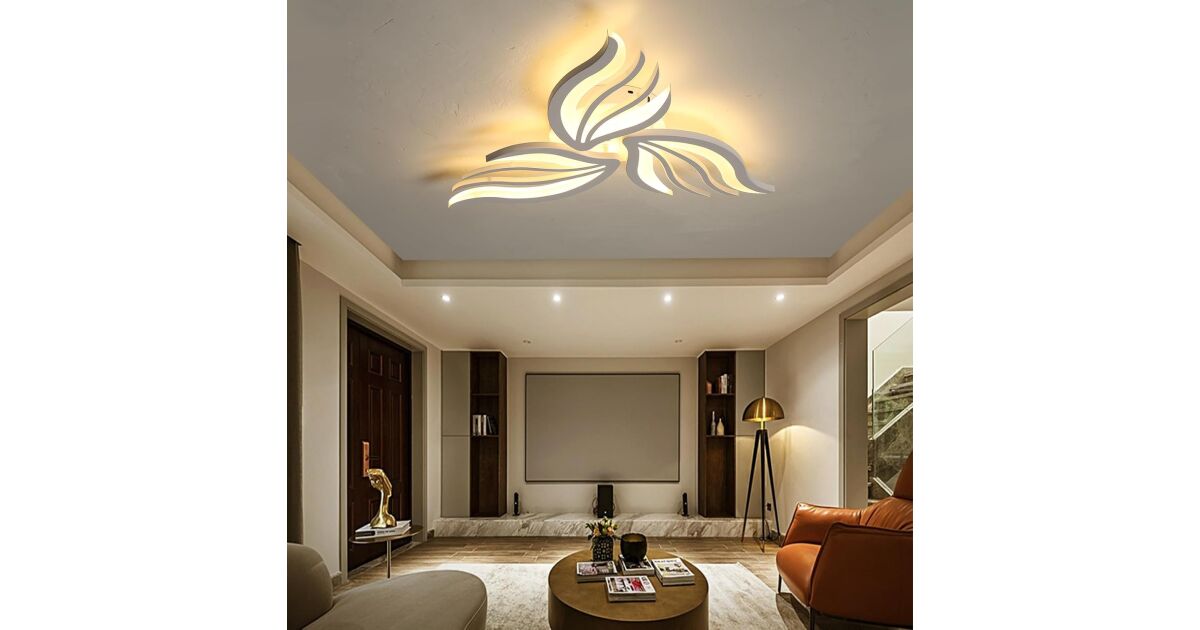 Lustra LED cu telecomanda SAKURA 37W, 3 Petale, lumina Rece/Calda ...