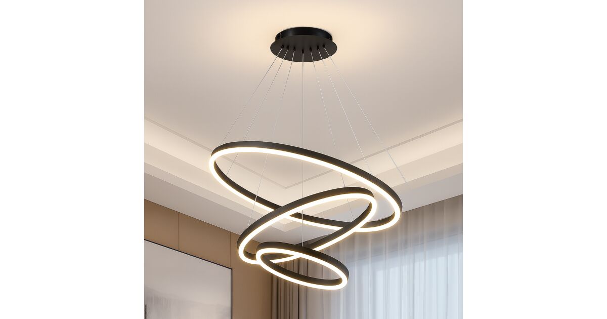 Lustra LED suspendata cu telecomanda CASIANA 84W, 3 Cercuri, lumina ...