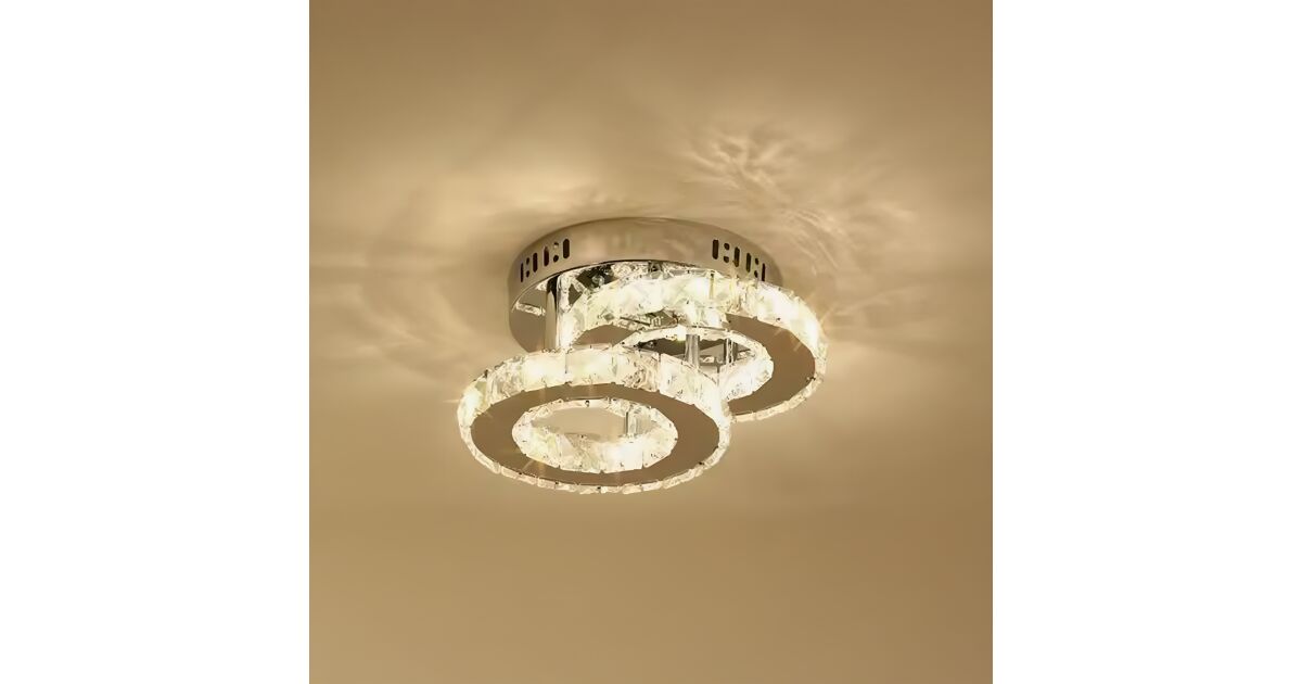 Lustra LED cu cristal ROYALO ROTONDA 26W, 2 Cercuri, lumina Rece/Calda ...