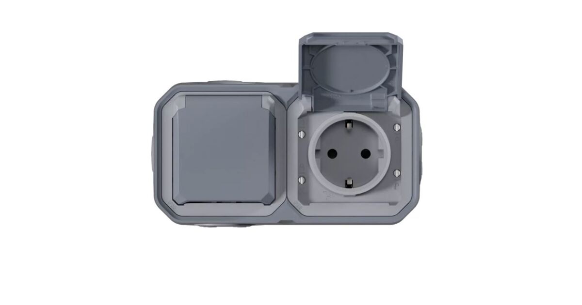 Legrand Plexo 55 priză dublă 2x2P+F precablată orizontală, montaj ...