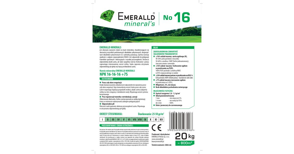Tavaszi ásványi komplex műtrágya Emerald Minerals No. 16 NPK 20 kg ...