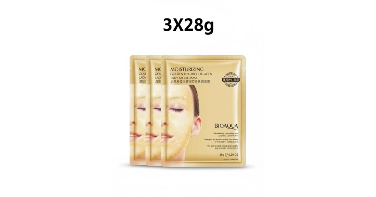BIOAQUA Golden Luxury Collagen Hydrating Face Mask Pack (3 x 28g ...