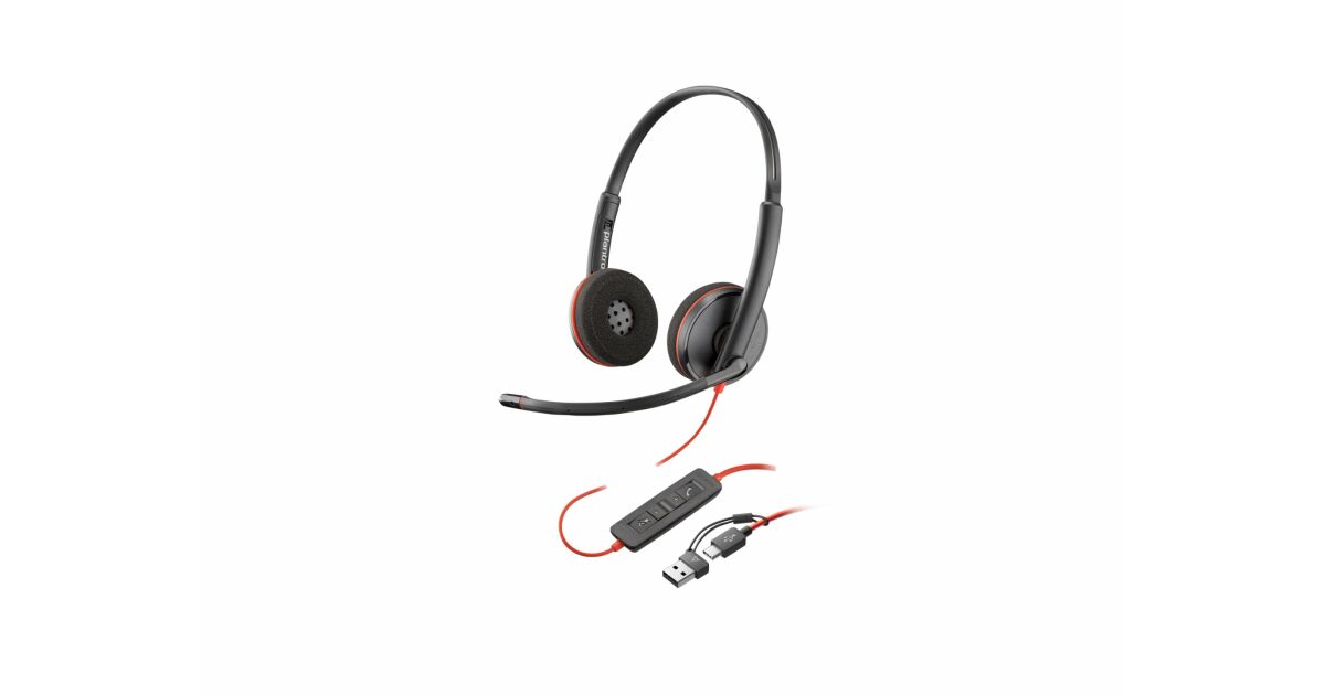 HP Poly 8X228AA Blackwire 3220 sztereó USB-C headset + USB-C–USB-A ...