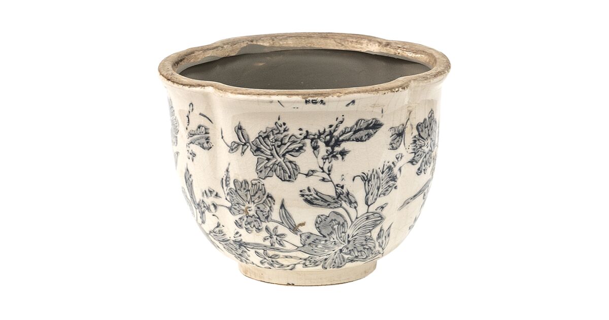 Ghiveci flori ceramica gri bej 16x12 cm | Pepita.com