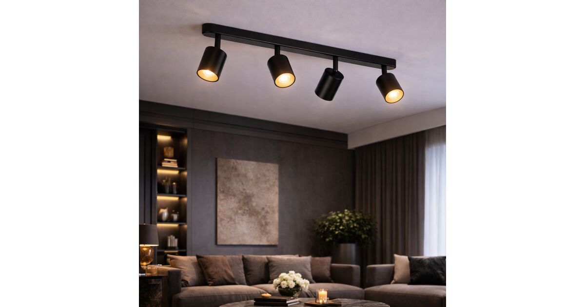 Lustra Clasica Moderna, LC500/4BK cu Proiector Liniar, 4XGU10, Metal ...
