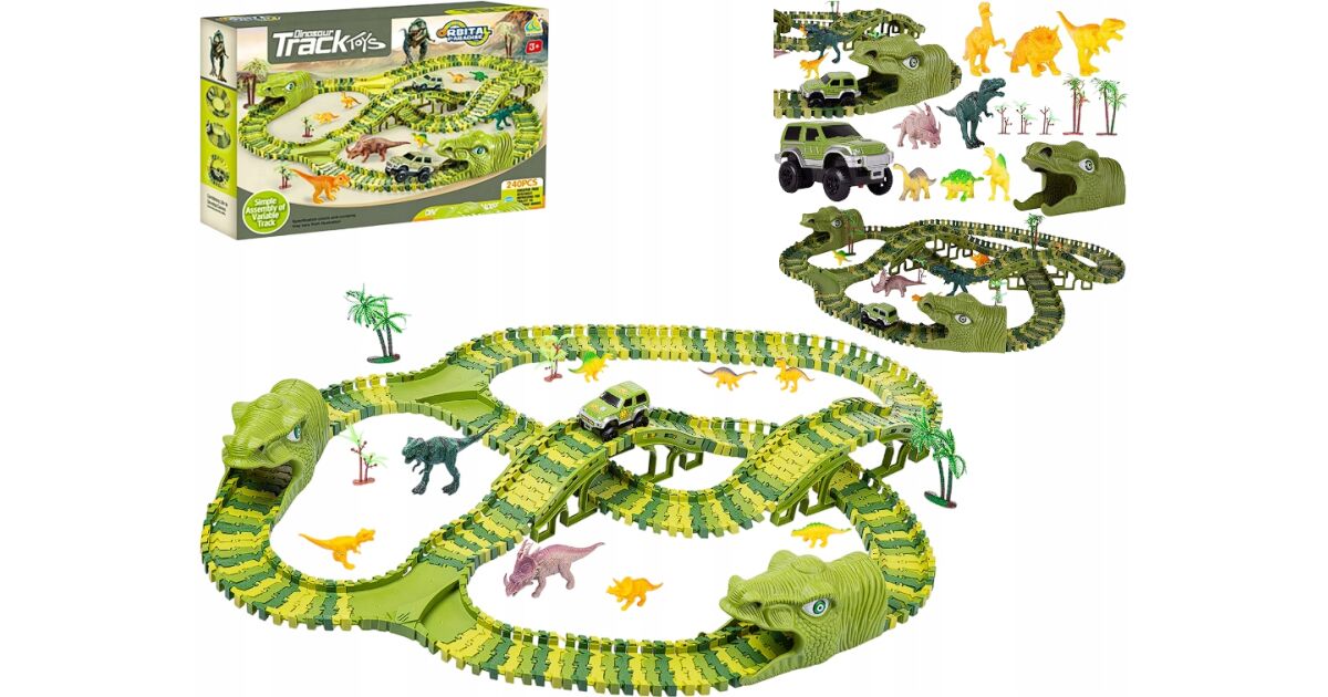 VERSENYPÁLYA AUTÓ DINÓ PARK ALAGÚTA AUTÓ DINÓ FIGURÁK 240 db | Pepita.hu