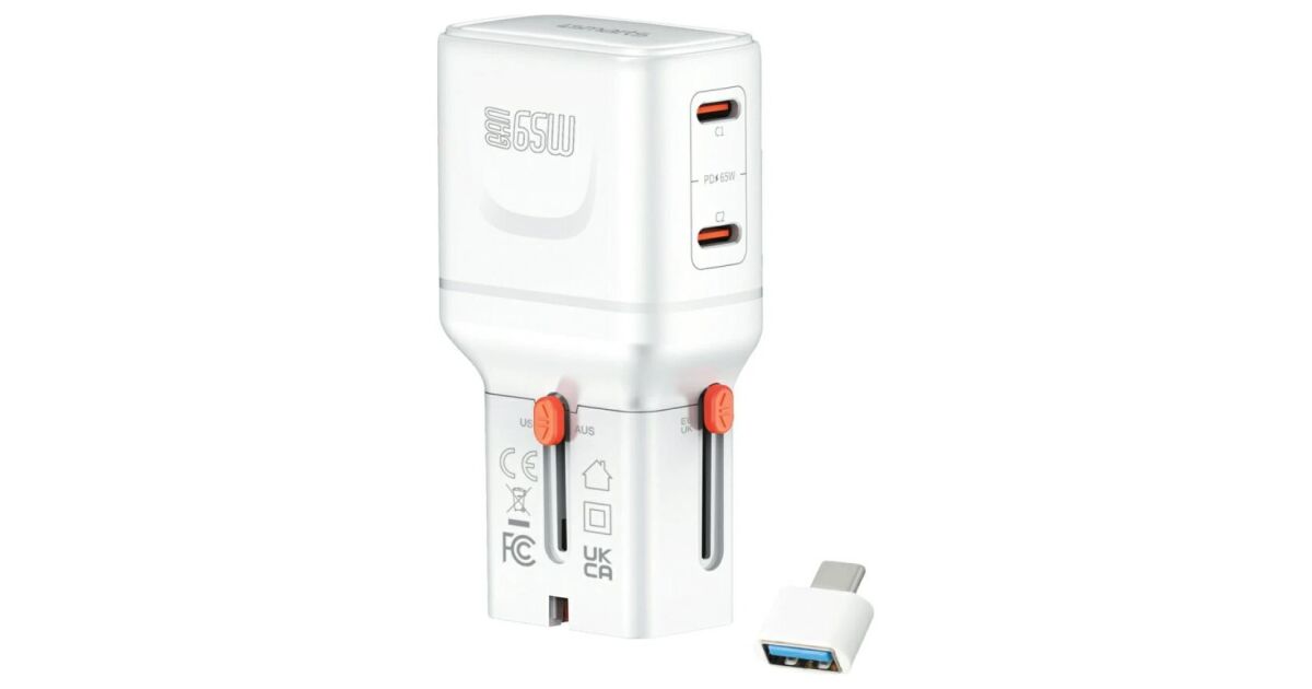 Utazó töltő 4smarts World Travel Adapter Nomad Pocket 65W fehér | Pepita.hu