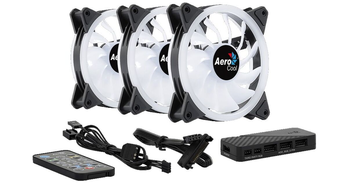 Aerocool Duo 12 Pro 120mm PWM Rendszerhűtő (3db/csomag+Vezérlő+HUB ...