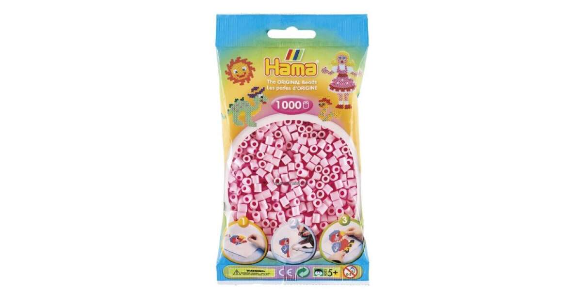 Hama vasalható gyöngy - 1000 db-os pasztell rózsaszín színű Midi 20795 ...