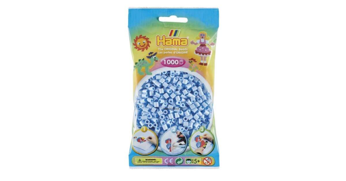 Hama vasalható gyöngy - 1000 db-os pasztell jégkék színű Midi 20797 ...