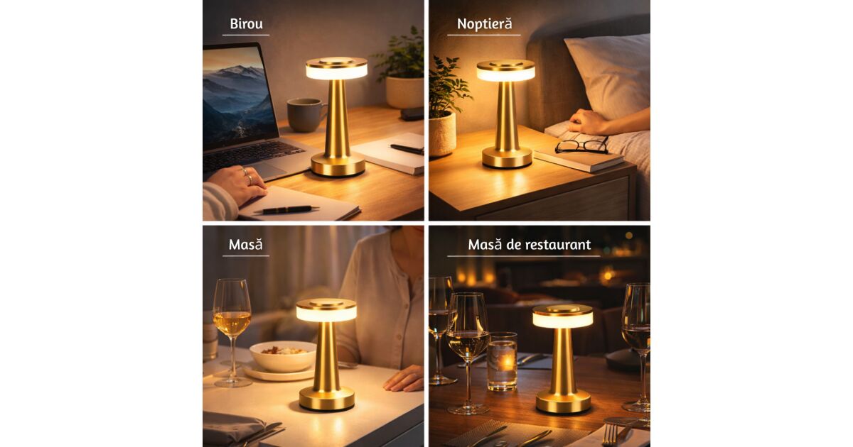 Alista Home® LED-Tischlampe, Gold, Touch-Steuerung, 3 Farbtemperaturen ...
