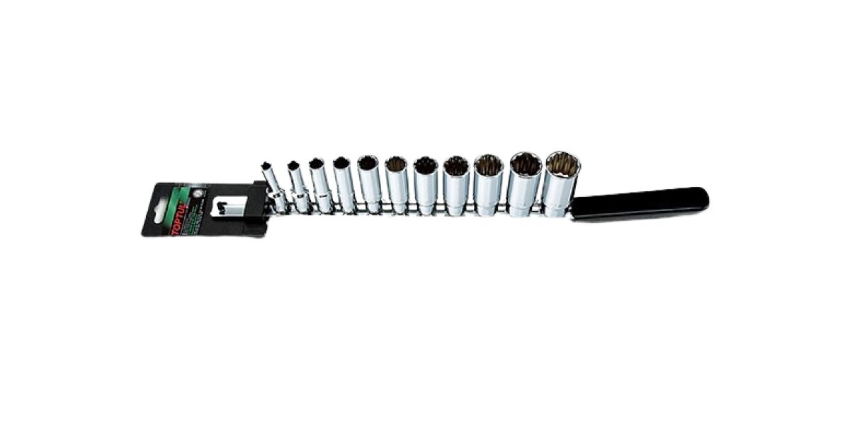 Set 11 chei tubulare adanci TOPTUL, prindere patrat 3/8 inch, profil bi ...