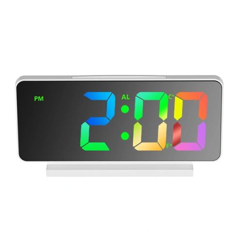 Ceas digital alb TOO DC-224-W-RGB cu afișaj RGB, afișaj temperatură ...