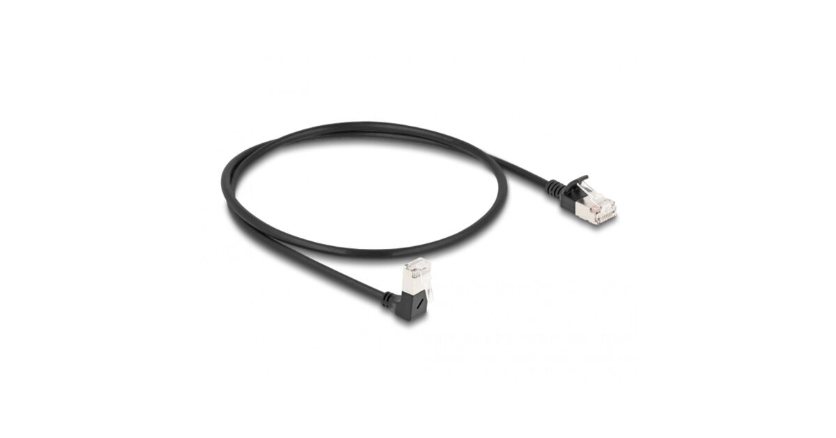 Delock RJ45 hálózati kábel Cat.6A S/FTP vékony 90 fokban lefelé hajló ...