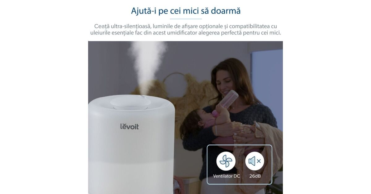 Légnedvesítő LEVOIT Dual 200S, SMART, WI-FI, ultrahangos, 3 L tartály ...