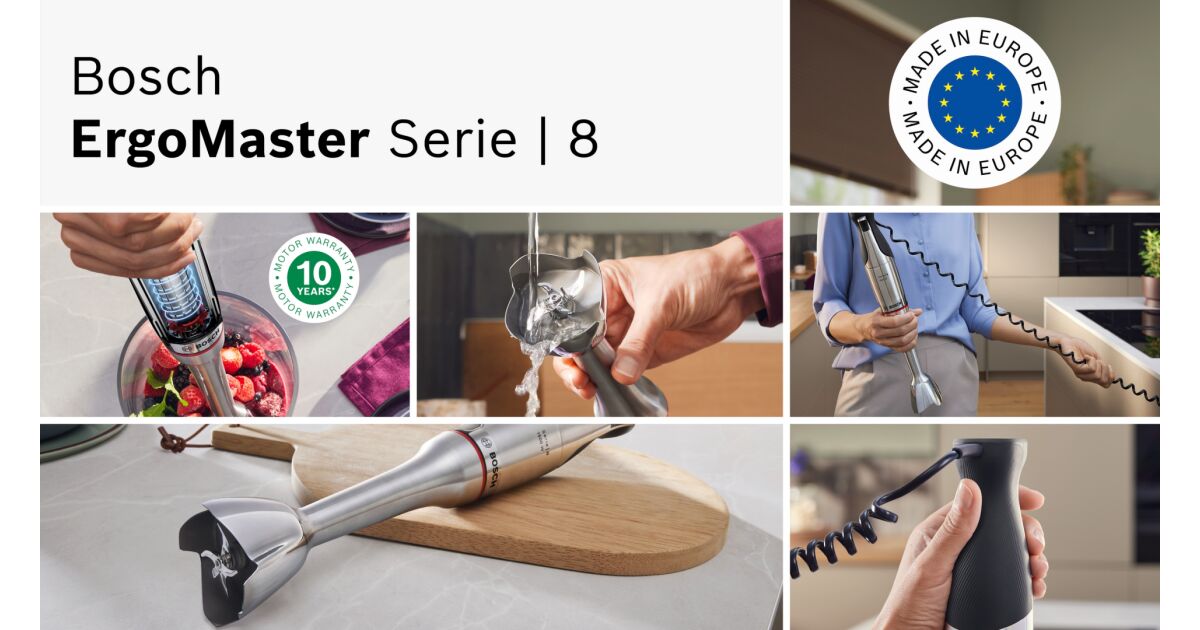 Bosch Serie 8 ErgoMaster Hand Blender, 1500 W, Stainless Steel ...
