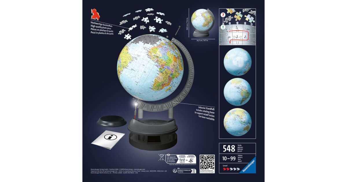 Ravensburger 11549 kirakós játék 3D-s kirakó 540 db Földgolyó | Pepita.hu