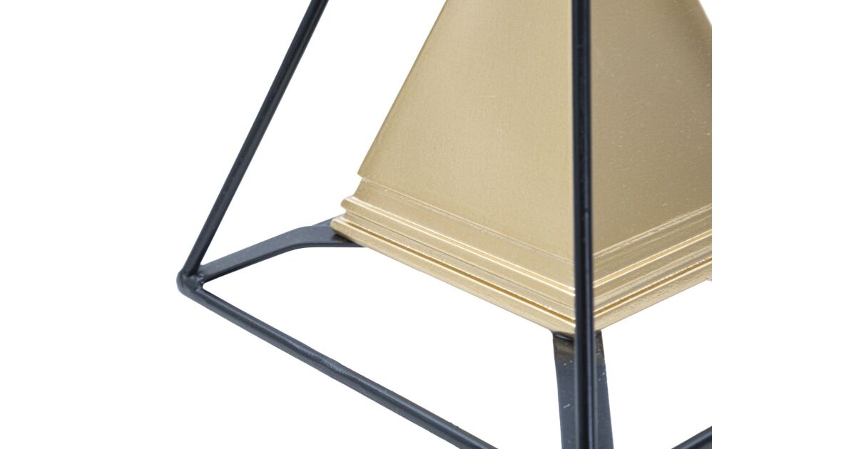Zlatna metalna piramida s crnom strukturom 15x15x21 cm | Pepita.com