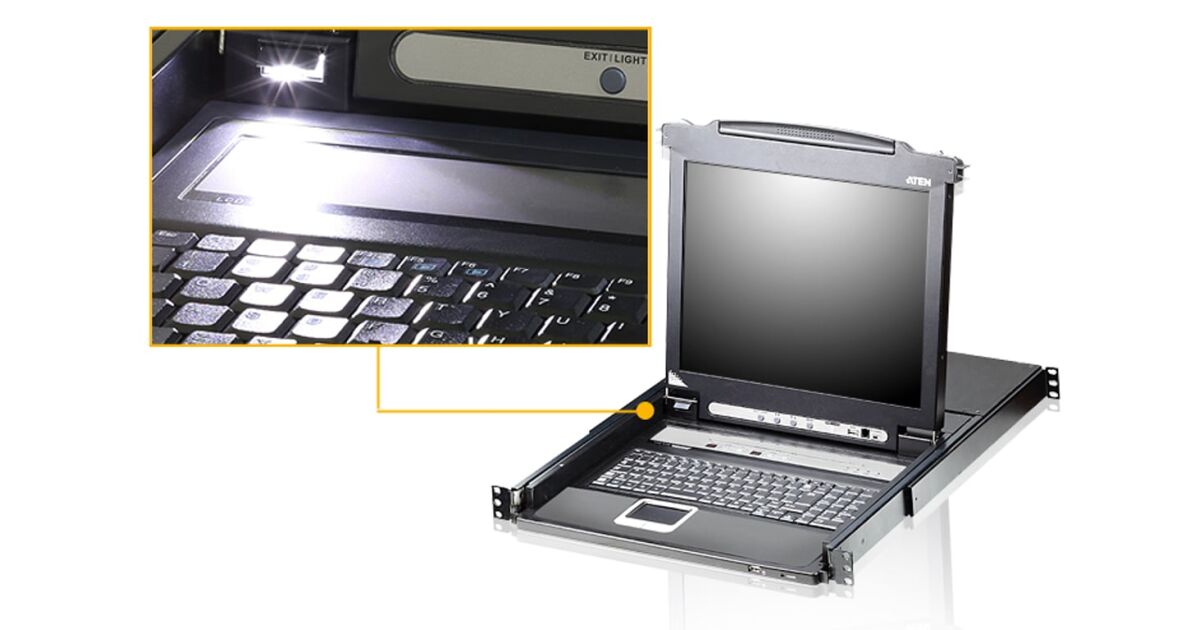 Aten Switch KVMP LCD de 19 cu 8 porturi, port USB, tastatură integrată ...