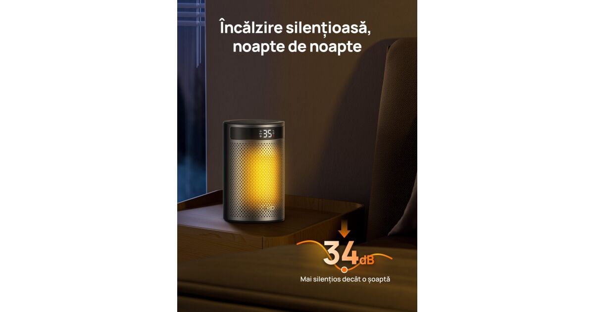 Kerámia fűtőtest Dreo Atom 416, 1500W, Termostattal, 12 órás időzítővel ...