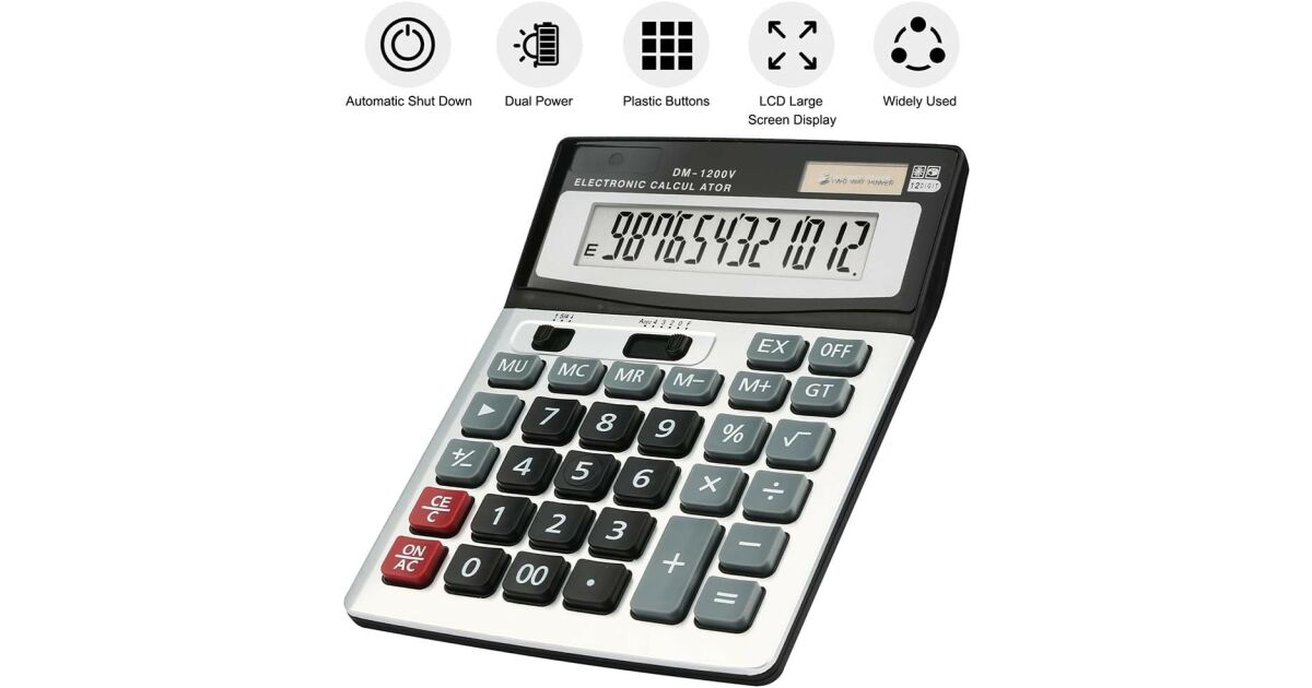 Calculator de Birou CL-1200V, Alimentare dubla Solar si Baterie,12 ...